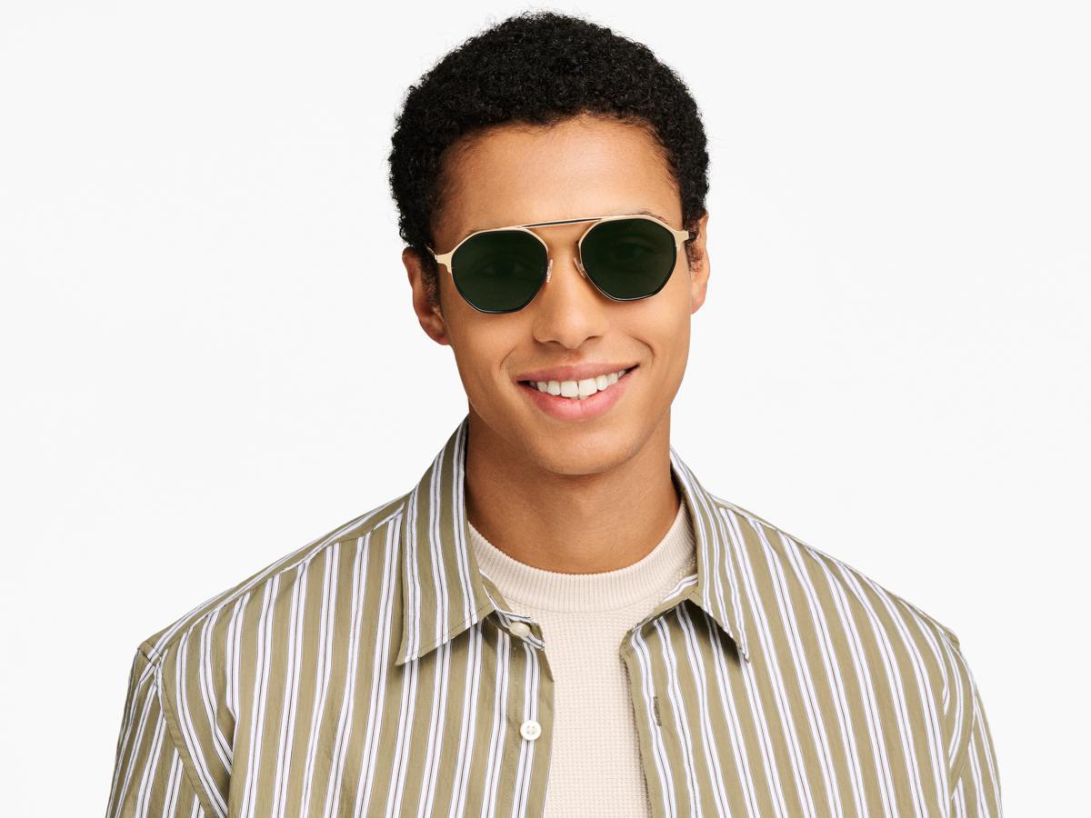 Weller Sunglasses in Jet Black with Polished Gold