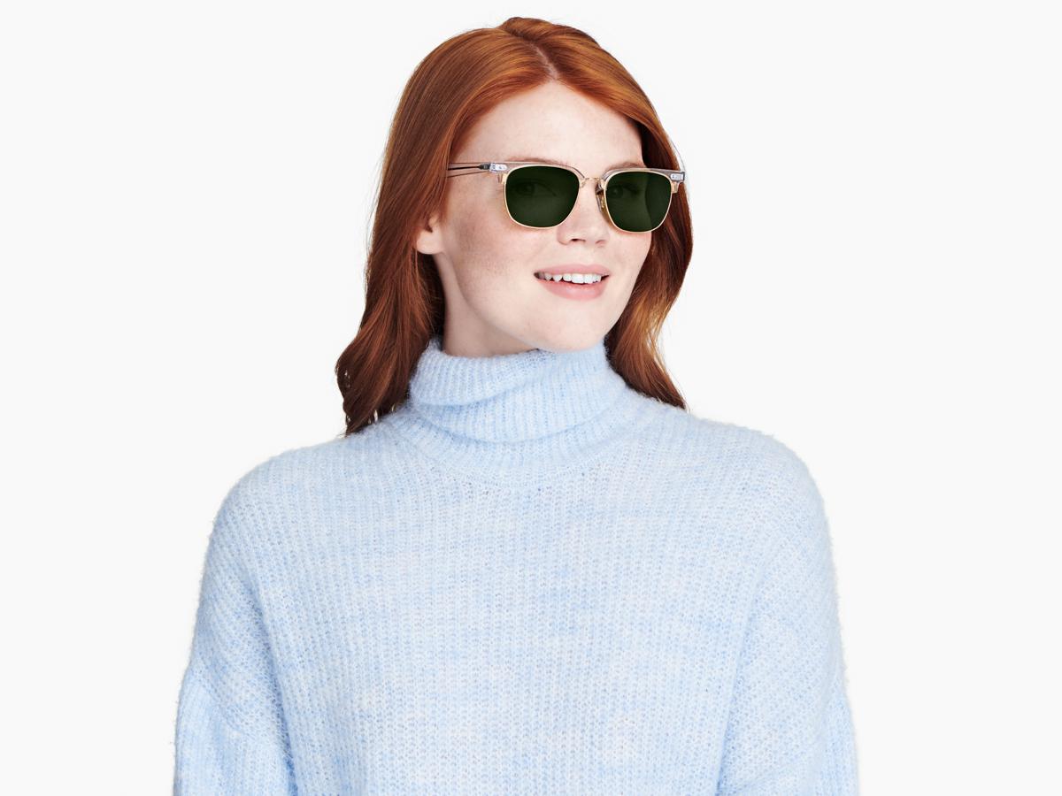 Baird Sunglasses in Crystal with Polished Gold