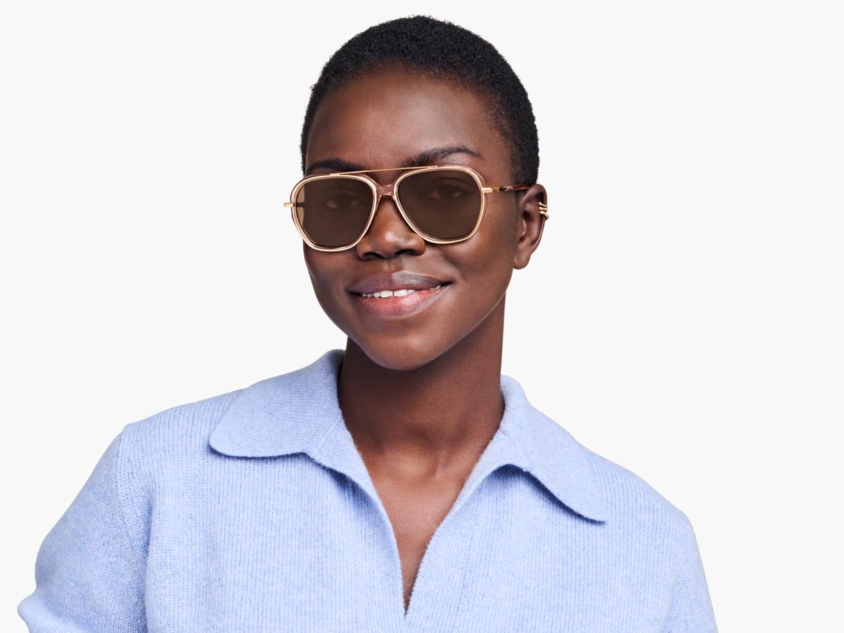 Florian Sunglasses in Brown Sugar Crystal with Polished Gold