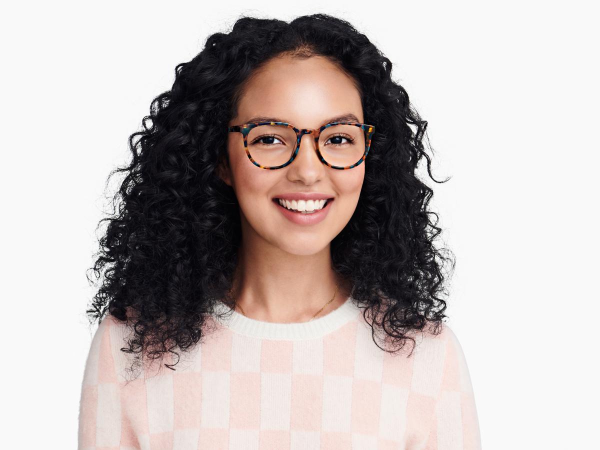 Gillian Low Bridge Fit Eyeglasses in Teal Tortoise