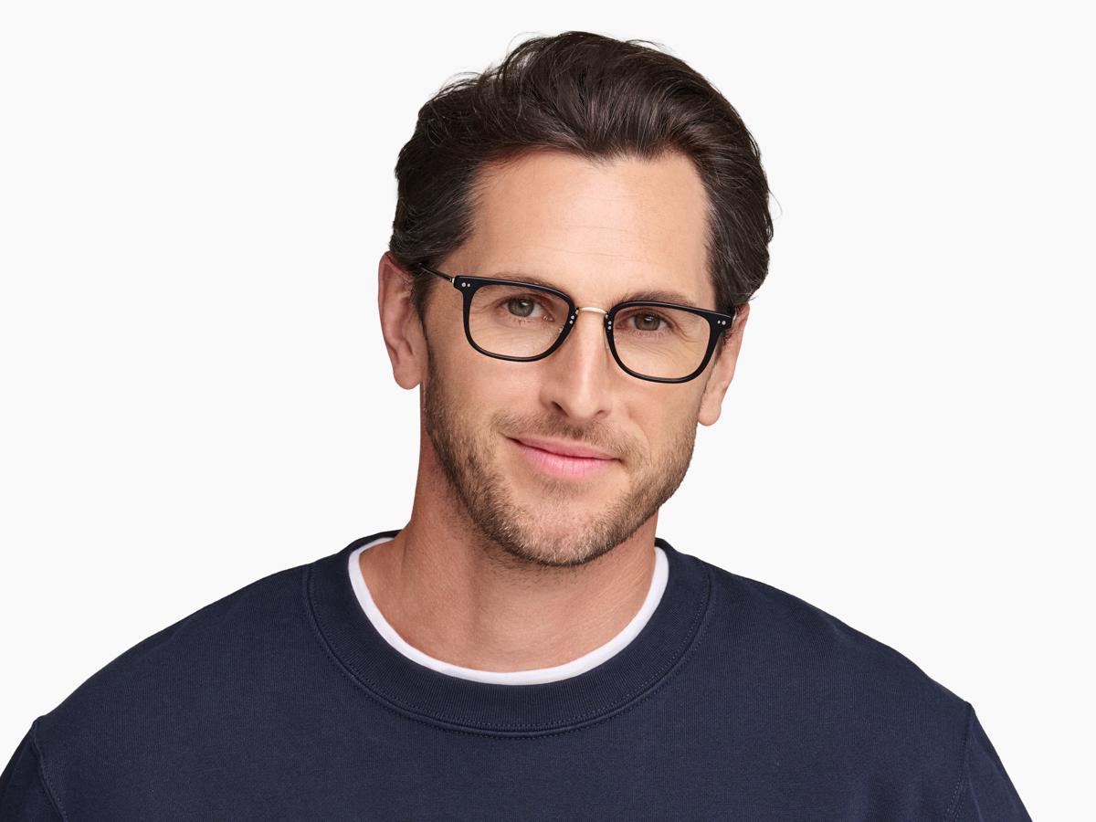 Denham Eyeglasses in Jet Black Matte with Antique Silver