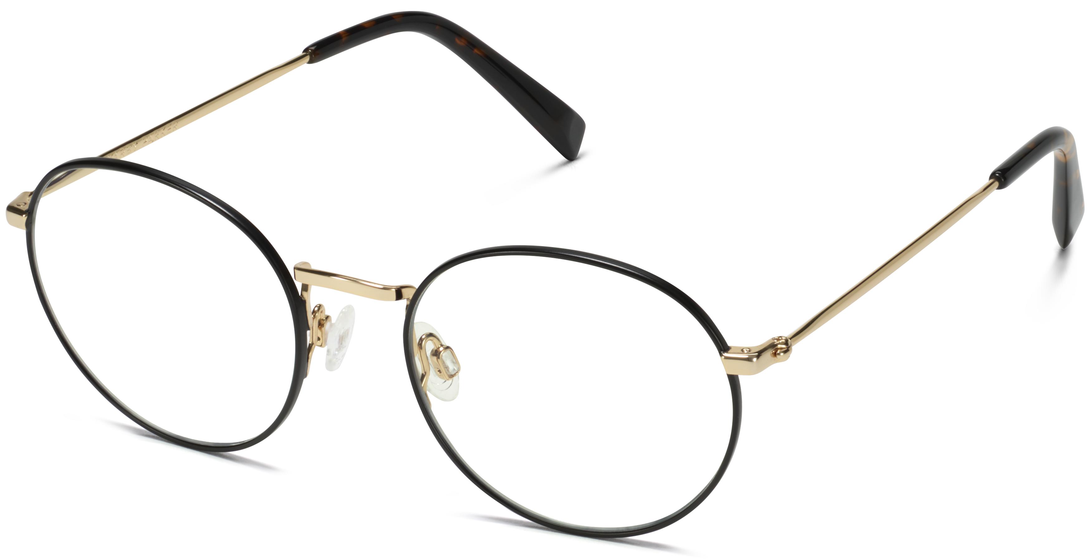 Simon Eyeglasses in Brushed Ink with Polished Gold