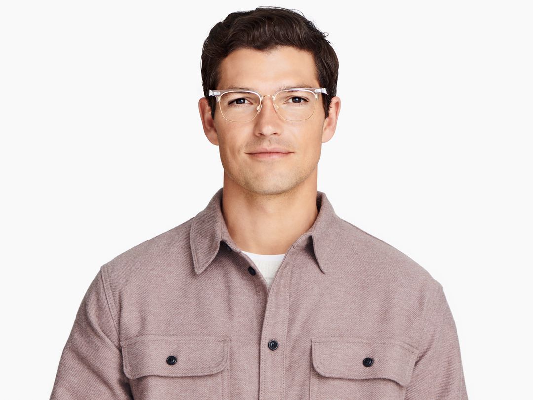 Baird Eyeglasses In Crystal With Polished Gold Warby Parker